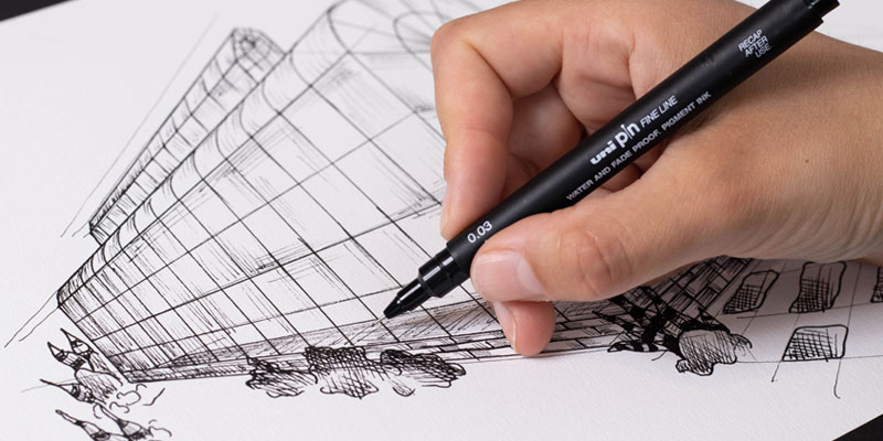 Tuto dessin : apprenez à construire un bâtiment en perspective avec Uni Pin